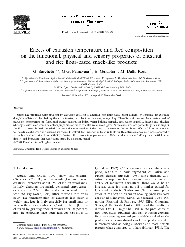 (PDF) Effects of extrusion temperature and feed composition on the functional, physical and ...