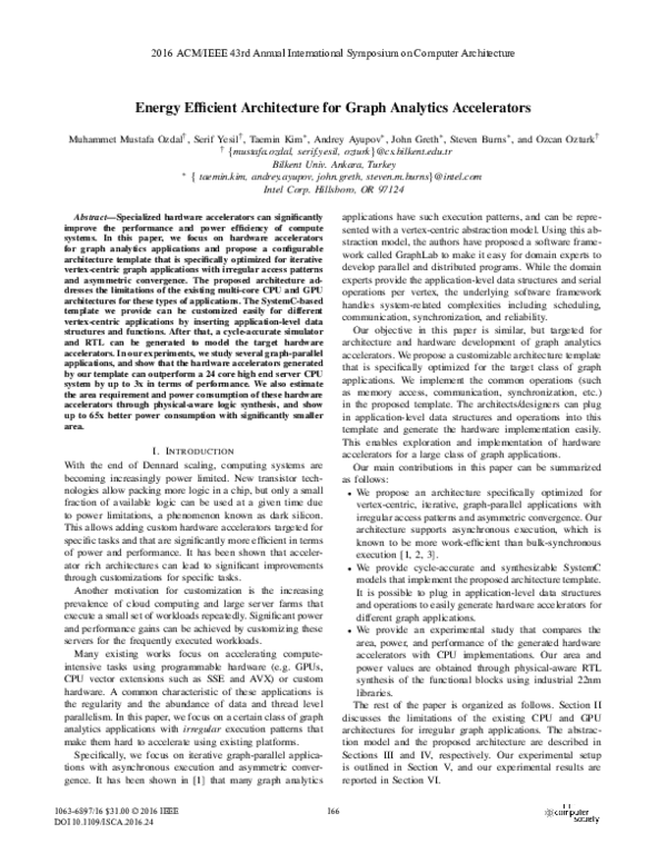 (PDF) Energy Efficient Architecture for Graph Analytics Accelerators