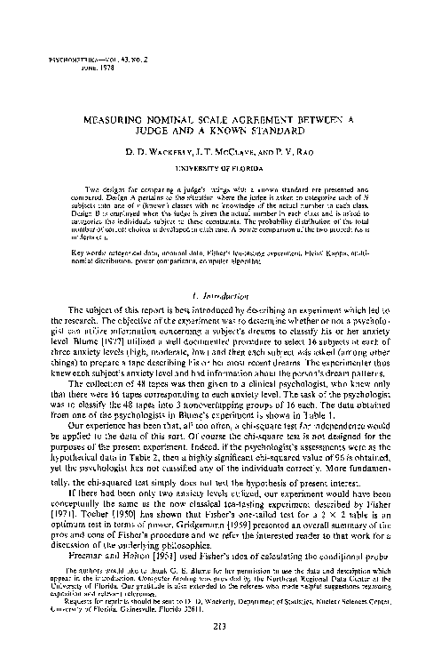 (PDF) Measuring nominal scale agreement between a judge and a known ...