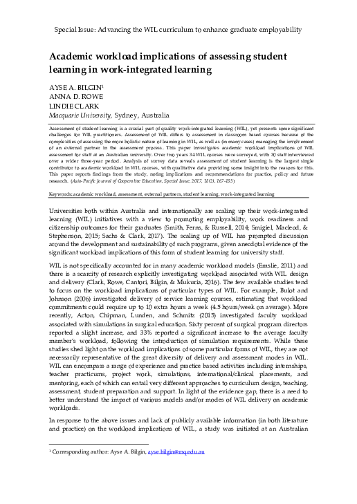 (PDF) Academic workload implications of assessing student learning in ...