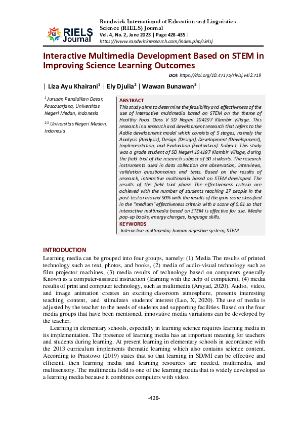 (PDF) Interactive Multimedia Development Based on STEM in Improving Science Learning Outcomes