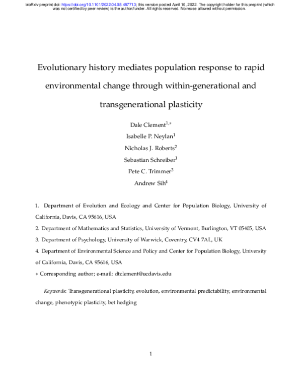 (PDF) Evolutionary history mediates population response to rapid ...