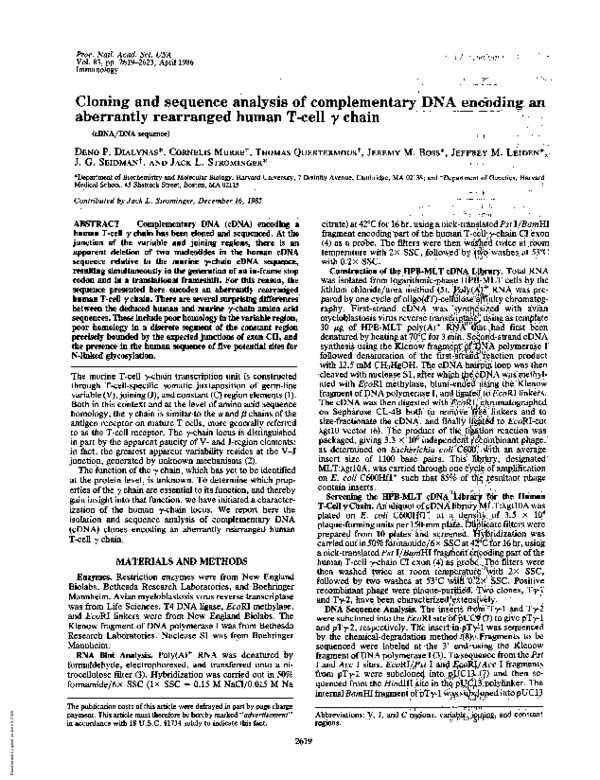 (PDF) Cloning and sequence analysis of the complementary DNA for feline ...