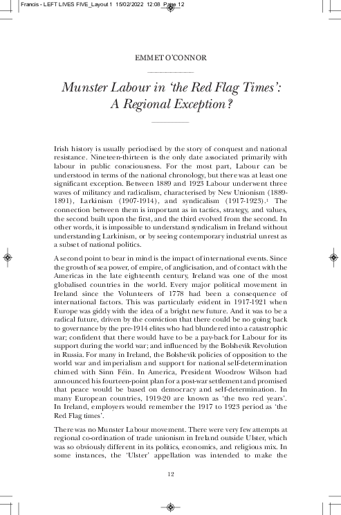 (PDF) Munster Labour in 'the Red Flag Times': A Regional Exception