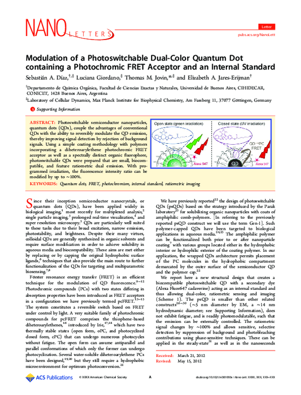 (PDF) Modulation of a Photoswitchable Dual-Color Quantum Dot containing ...