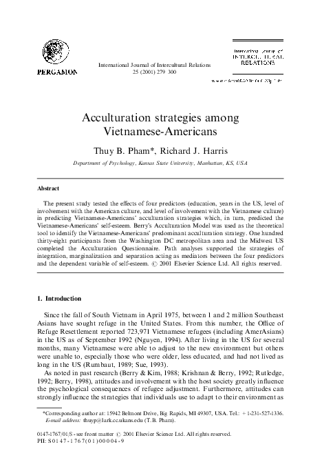 (PDF) Acculturation strategies among Vietnamese-Americans