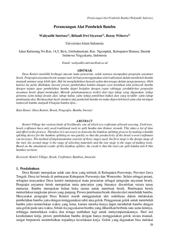 (PDF) Perancangan Alat Pembelah Bambu