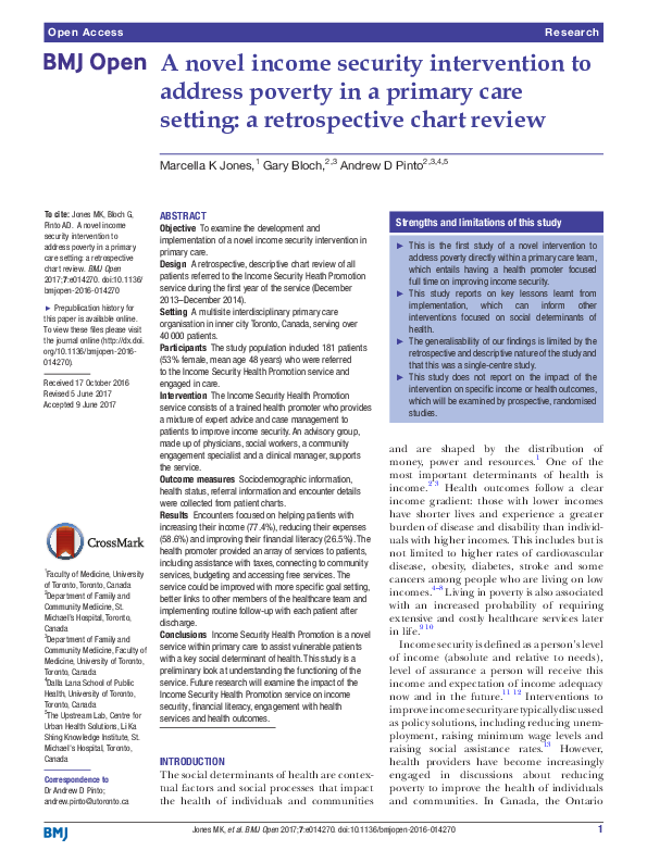 (PDF) A novel income security intervention to address poverty in a ...