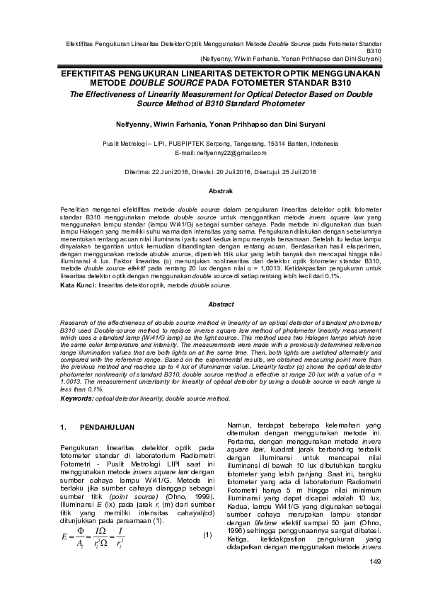 (PDF) Efektifitas Pengukuran Linearitas Detektor Optik Menggunakan ...