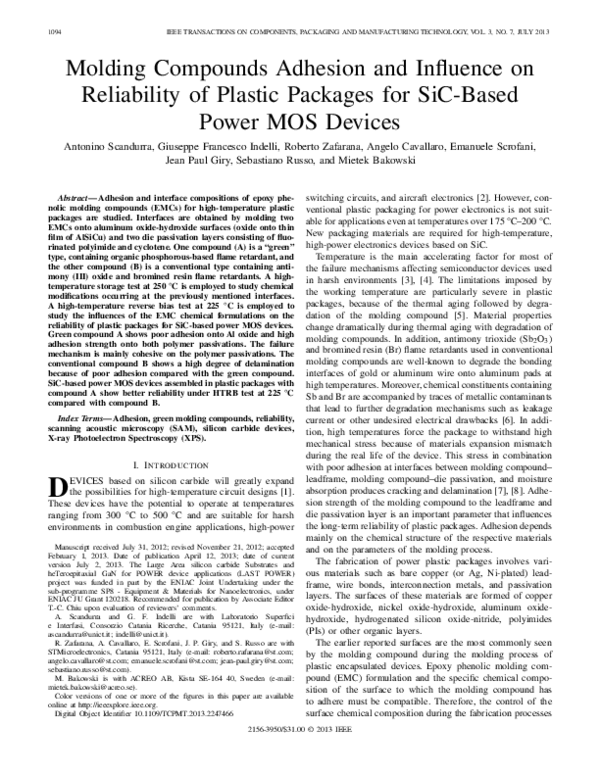 (PDF) Molding Compounds Adhesion and Influence on Reliability of ...