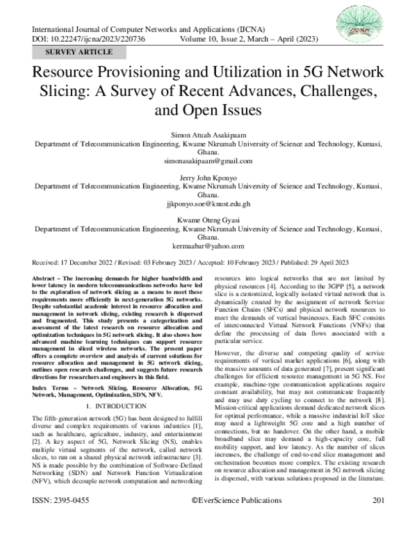 Pdf Resource Provisioning And Utilization In 5g Network Slicing A Survey Of Recent Advances