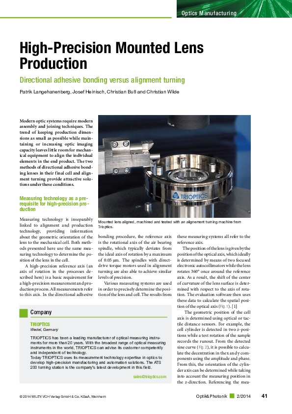 (PDF) High-Precision Mounted Lens Production