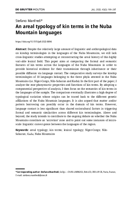 (PDF) An areal typology of kin terms in the Nuba Mountain languages