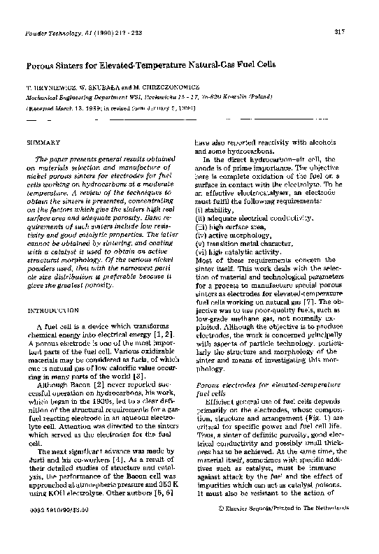 (PDF) Porous sinters for elevated-temperature natural-gas fuel cells