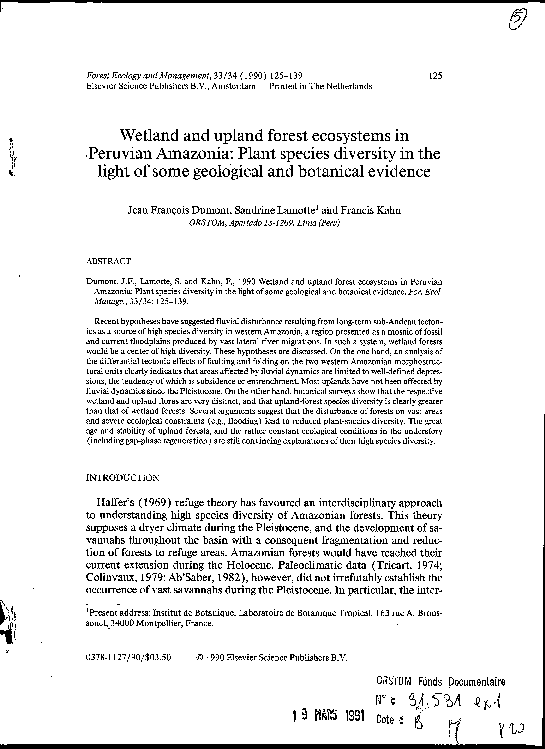 (PDF) Wetland and upland forest ecosystems in Peruvian Amazonia: Plant ...