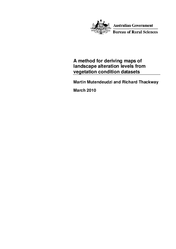 (PDF) A method for deriving maps of landscape alteration levels from ...