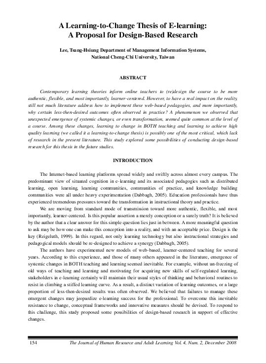 (PDF) A Learning-to-Change Thesis of E-learning: A Proposal for Design ...