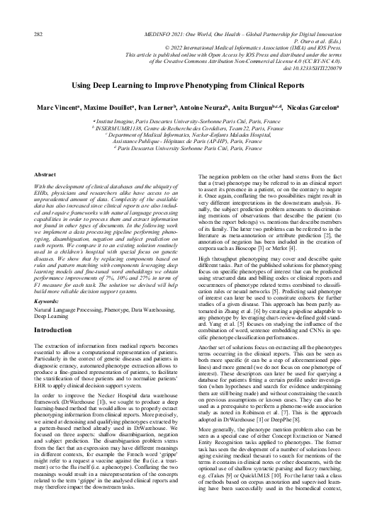 (PDF) Using Deep Learning to Improve Phenotyping from Clinical Reports