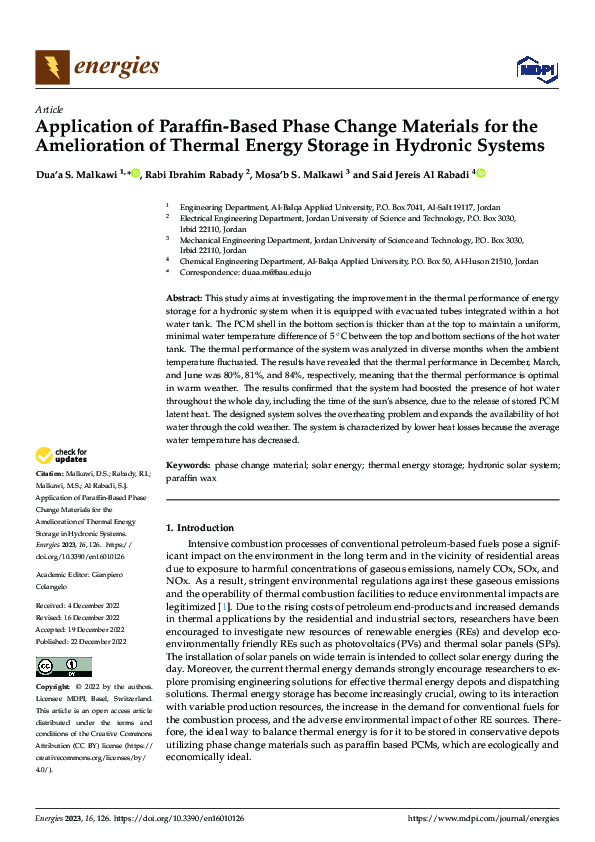 (PDF) Application of Paraffin-Based Phase Change Materials for the ...