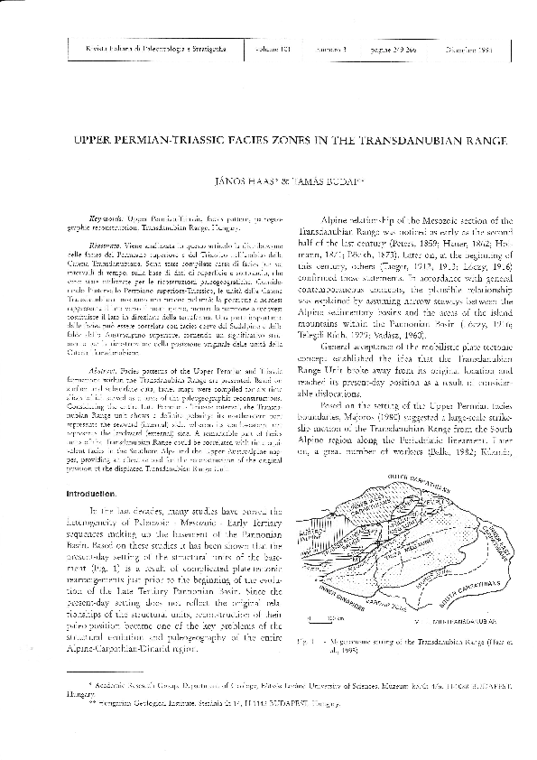(PDF) Upper Permian-Triassic Facies Zones in the Transdanubian Range