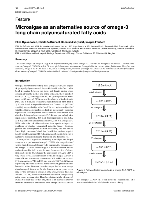 (PDF) Microalgae as an alternative source of omega-3 long chain polyunsaturated fatty acids