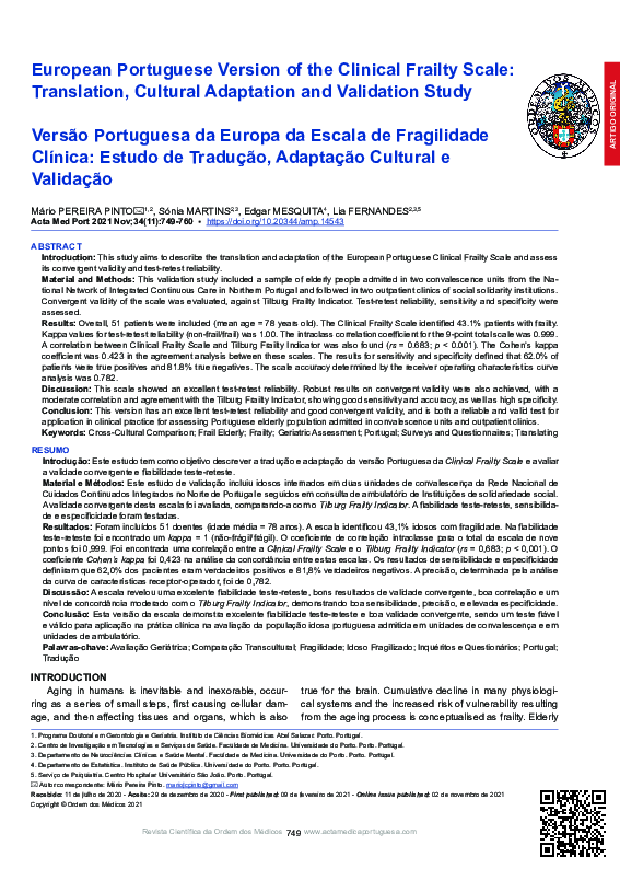 (PDF) European Portuguese Version of the Clinical Frailty Scale ...