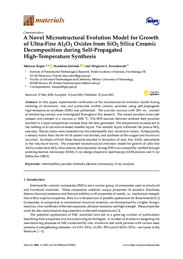 (PDF) A Novel Microstructural Evolution Model for Growth of Ultra-Fine Al2O3 Oxides from SiO2 ...