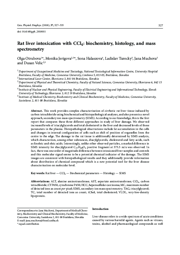 (PDF) Rat liver intoxication with CCl4: biochemistry, histology, and ...