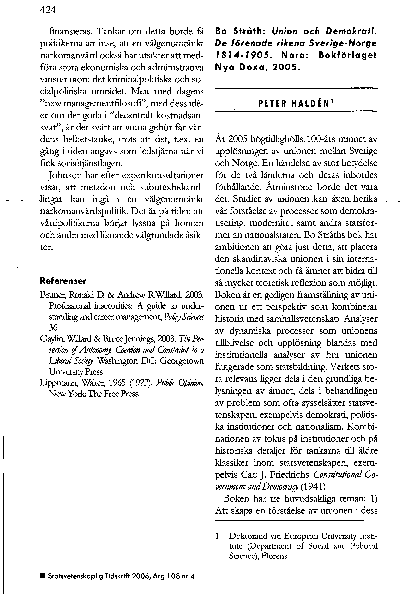 (PDF) Bo Stråth: Union och Demokrati. De förenade rikena Sverige-Norge ...