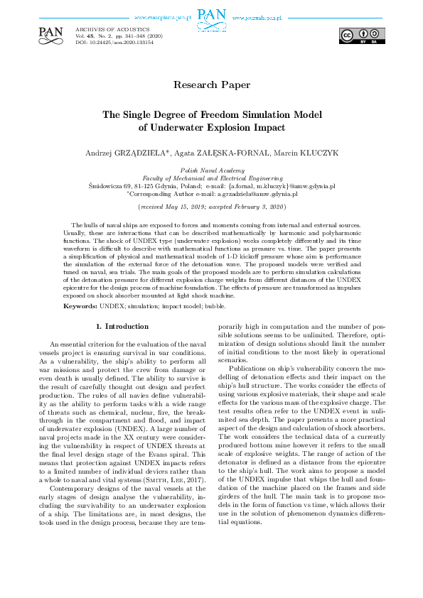 (PDF) The Single Degree of Freedom Simulation Model of Underwater ...