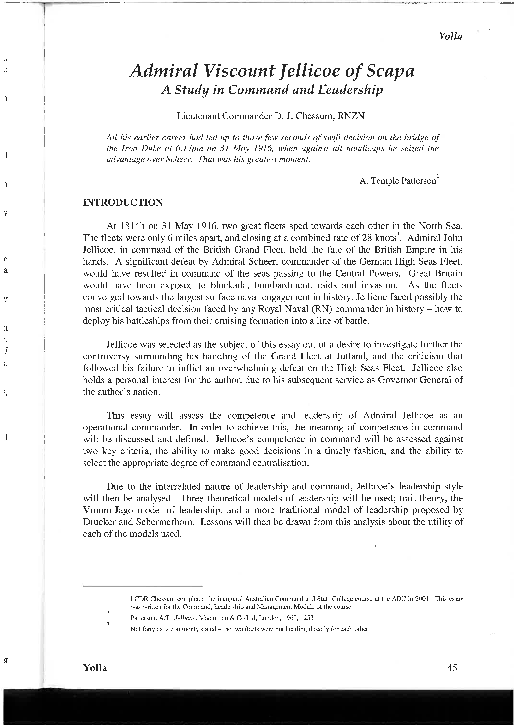(PDF) Admiral Viscount Jellicoe of Scapa A Study in Command and leadership