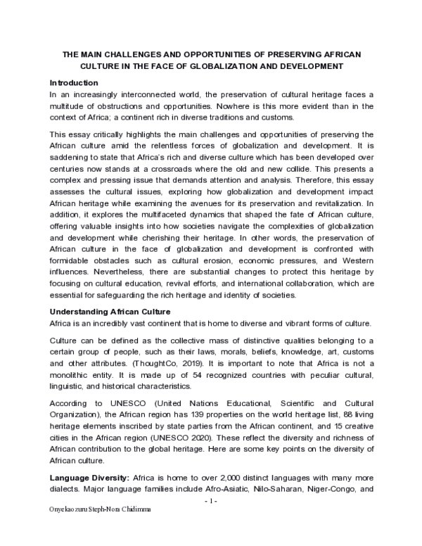 (PDF) THE MAIN CHALLENGES AND OPPORTUNITIES OF PRESERVING AFRICAN ...