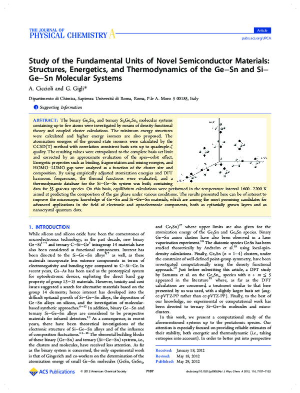 (PDF) Study of the Fundamental Units of Novel Semiconductor Materials: Structures, Energetics ...