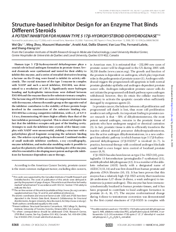 (PDF) Structure-based Inhibitor Design for an Enzyme That Binds ...
