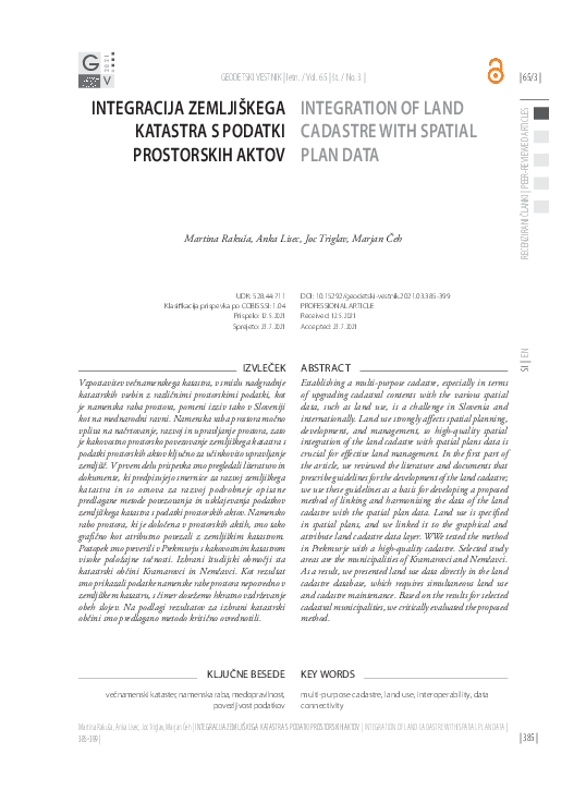 (PDF) Integration of land cadastre with spatial plan data