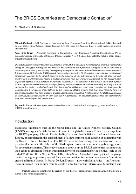 (PDF) BRICS Countries and Democratic Contagion