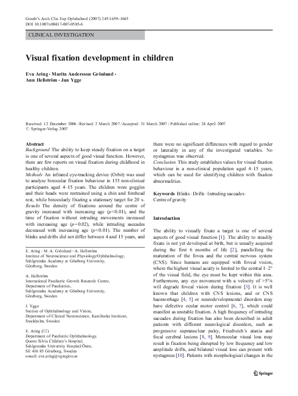 (PDF) Visual fixation development in children