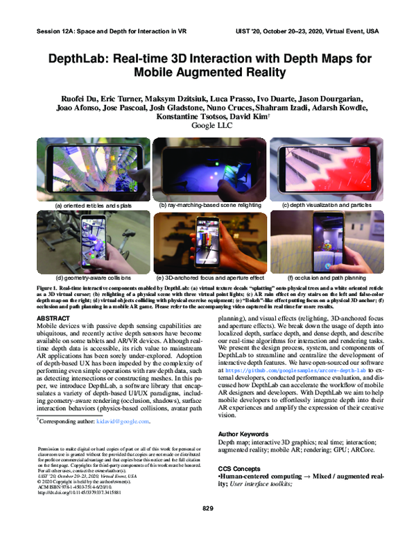 (PDF) DepthLab: Real-time 3D Interaction with Depth Maps for Mobile ...