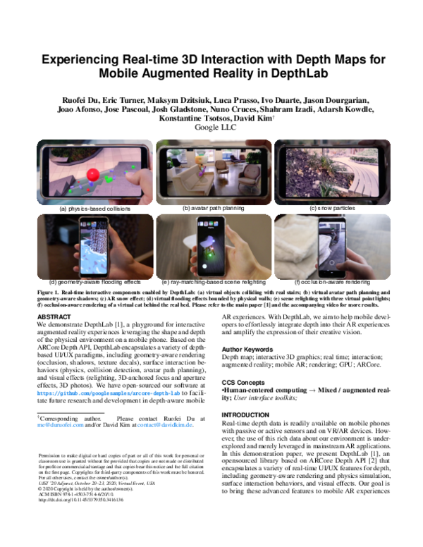 (PDF) Experiencing Real-time 3D Interaction with Depth Maps for Mobile Augmented Reality in DepthLab