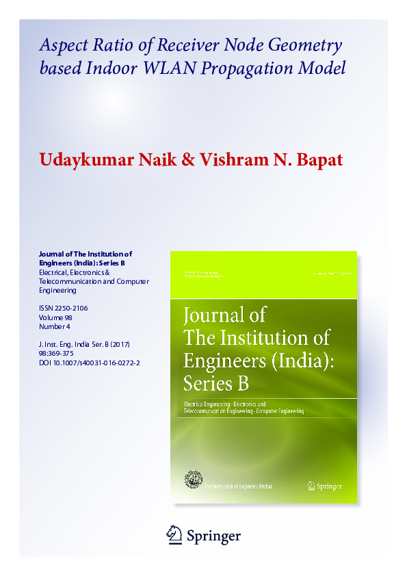 Pdf Aspect Ratio Of Receiver Node Geometry Based Indoor Wlan Propagation Model Udayakumar