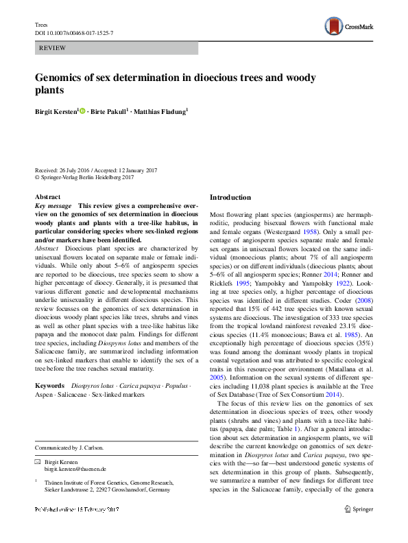 Pdf Genomics Of Sex Determination In Dioecious Trees And Woody Plants 7017