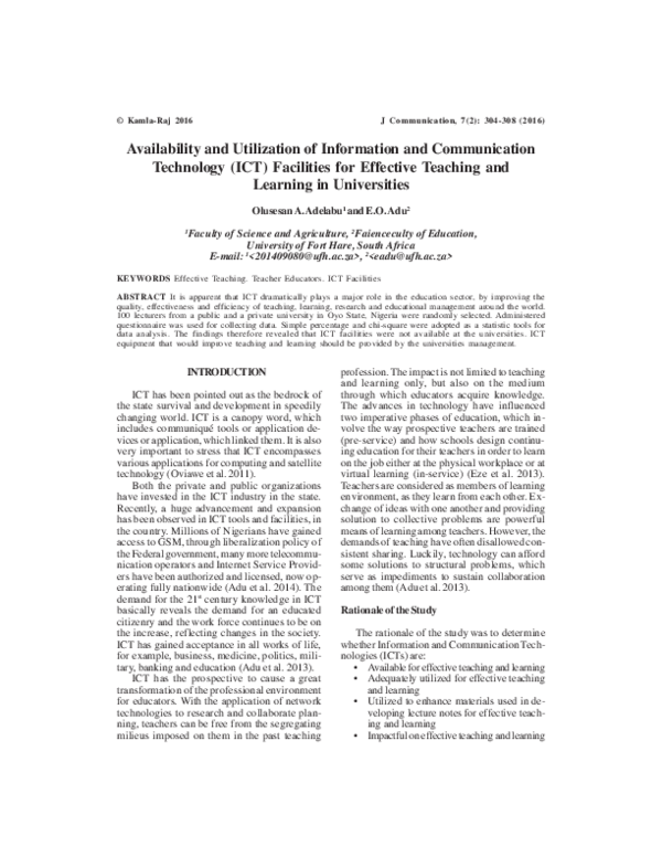 (PDF) Availability and Utilization of Information and Communication ...