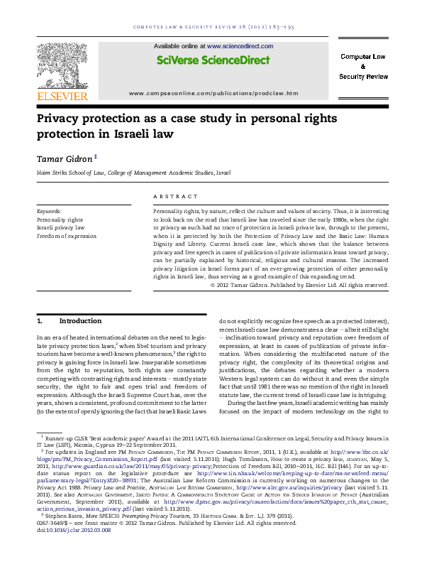 (PDF) Privacy protection as a case study in personal rights protection ...