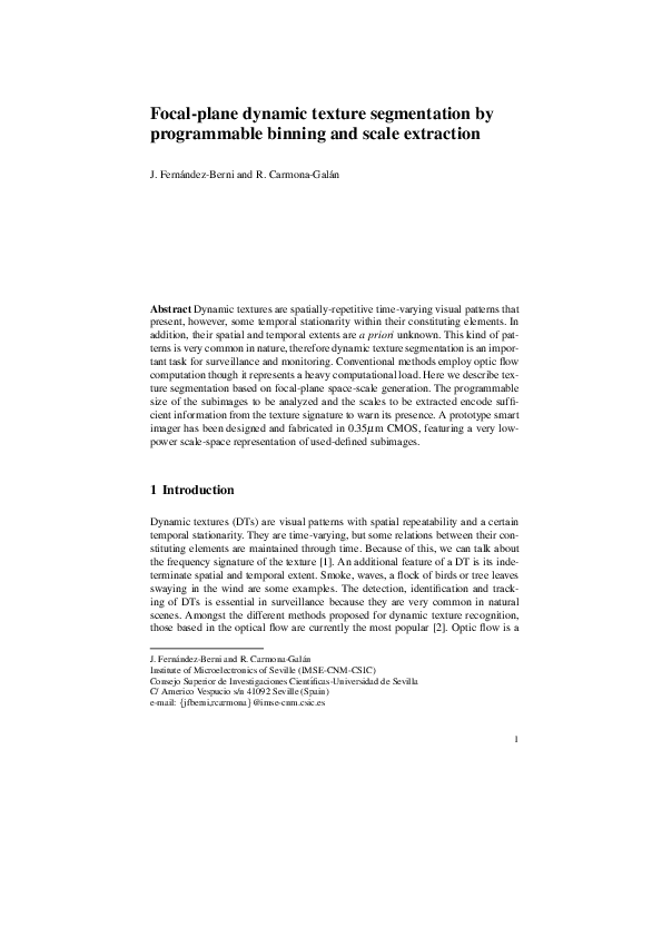 Pdf Focal Plane Dynamic Texture Segmentation By Programmable Binning