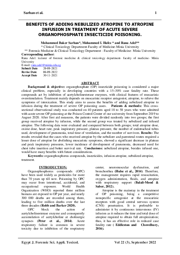 (PDF) Benefits of Adding Nebulized Atropine to Atropine Infusion in ...
