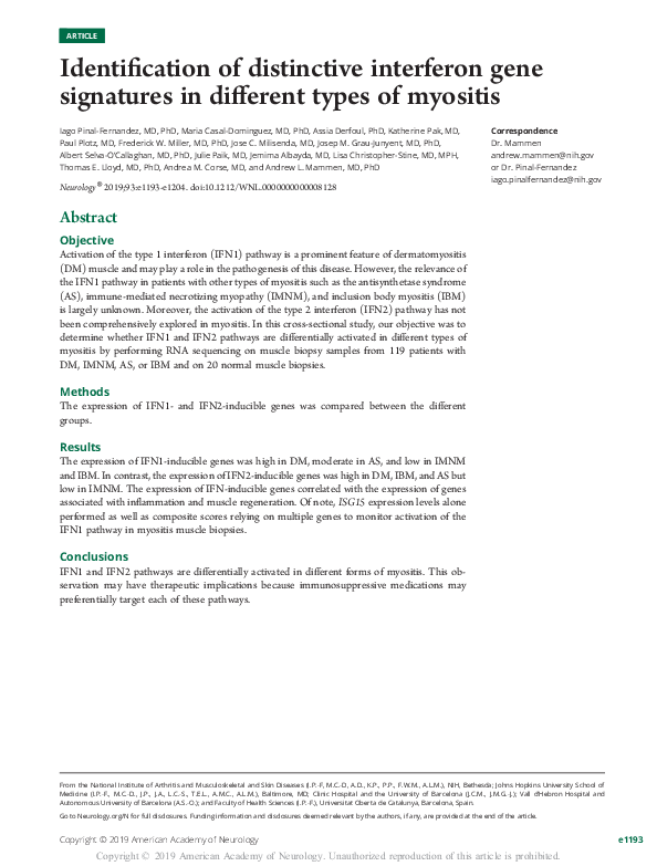 (PDF) Identification of distinctive interferon gene signatures in ...