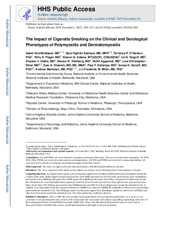 (PDF) The effect of cigarette smoking on the clinical and serological ...