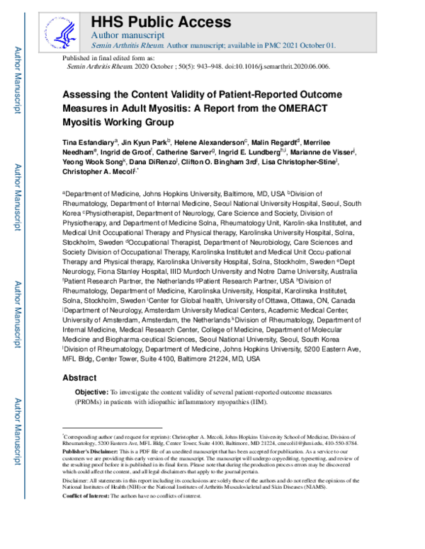 (PDF) Assessing the content validity of patient-reported outcome ...