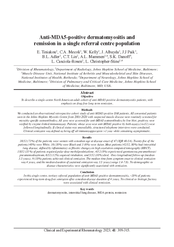 (PDF) Anti-MDA5-positive dermatomyositis and remission in a single ...