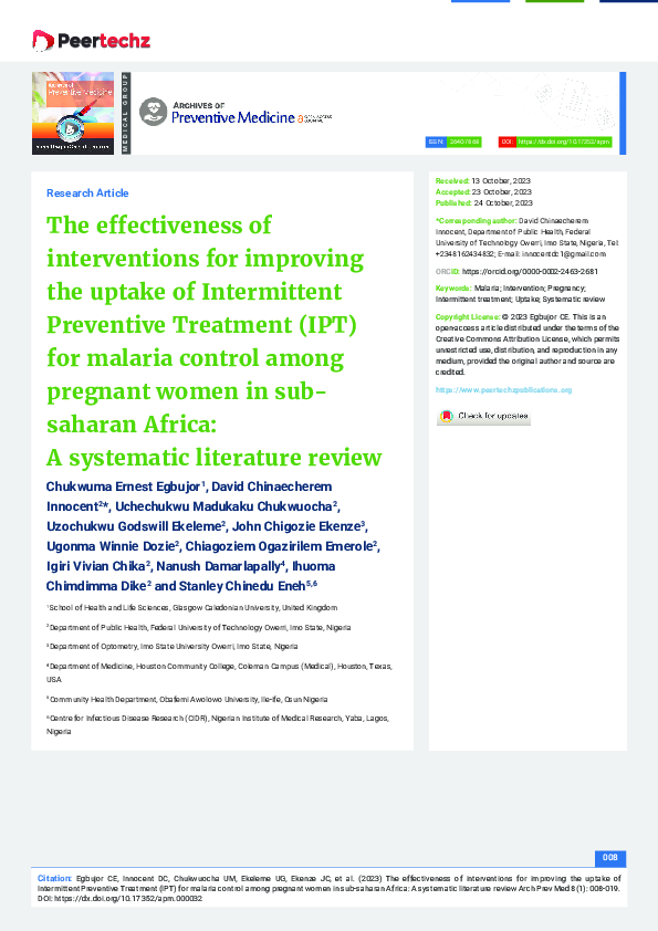 (PDF) The effectiveness of interventions for improving the uptake of ...